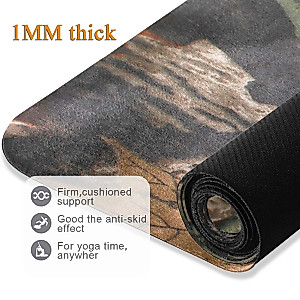 Qilmy Plant Camo Yoga Mat Foldable 1mm Thick Non-Slip Travel Yoga Mat Cover Pad Sweat Absorbent and Soft Lightweight Exercise Workout Mat for Yoga Pilates