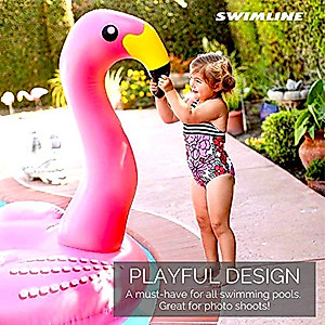 SWIMLINE ORIGINAL 90627 Giant Inflatable Flamingo Pool Float Floatie Ride-On Lounge W/ Stable Legs Wings Large Rideable Blow Up Summer Beach Swimming Party Lounge Big Raft Tube Decoration Toys Kids