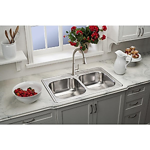 Elkay LK6000LS Single Hole Deck Mount Kitchen Faucet with Pull-Down Spray and Forward Only Lever Handle, Lustrous Steel