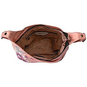 Anna by Anuschka Women's V Top Multi-compartment Crossbody Cross Body Handbag, Vintage Garden, One Size US