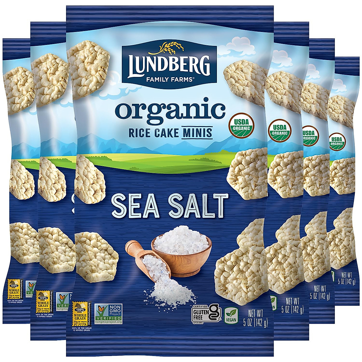 Lundberg Organic Rice Cake Minis, Original Sea Salt – Mini Rice Cakes, Healthy Snacks for Adults and Kids, Vegan Snacks, Gluten-Free, Healthy Food for Snacking & Dipping, 5 Oz (Pack of 6)