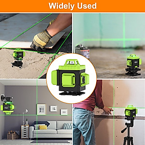 IMAYCC Laser Level, 4x360° Self Leveling Laser Level, 4D Cross Line Laser with Remote Control, Anti-fall Box, Multiple Stands, Rechargeable Batteries for Construction and Decoration