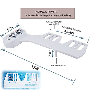 RADAAB Hot and Cold Water Non-Electric Bidet Attachment for Toilet, Self Cleaning and Single Nozzle for Women and Rear Wash (White