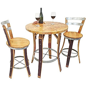Central Coast Creations Bistro Set Swivel Top Stools - Wine Barrel Handcrafted Wine Barrel Furniture