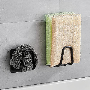 2 Pieces Black Sink Caddy 304 Stainless Steal,Kitchen Sink Caddy,Sink Organize,Sponge Holder,soporte para esponjas de fregadero ,Black Sponge Holder,Sink Organize,Adhesive Hooks,