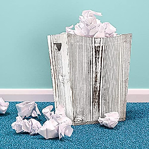 MOOACE Wood Trash Can Wastebasket, Rustic Garbage Container Bin for Home or Office, Living Room, Bathroom