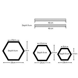 Aumneppa Hexagon Floating Shelves Set of 5, Wall Mounted Wood Farmhouse Storage Honeycomb Wall Shelf for Wall Decor, Bathroom, Kitchen, Bedroom, Living Room, Office and More (Natural)