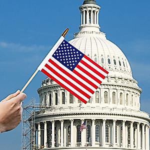 Small American Flags on Stick, 50 Pcs Fourth of July Decorations Outdoor 4''x6'' USA Flag, 4th of July Flags American Flag Small With Wooden Stick,Mini Flags for Outside Patriotic Decor for Yard Patio