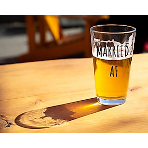 Married AF Wine Glass And Beer Glass Gift Set - Funny Mr And Mrs Wedding Or Engagement Gifts - Great For Couples, Newlyweds, And Anniversaries