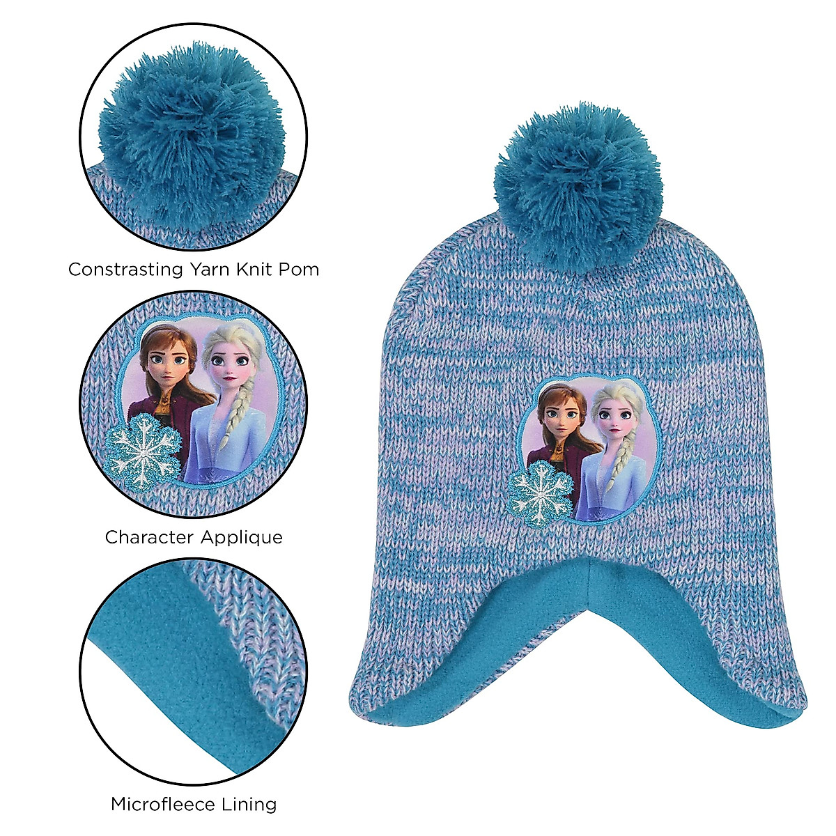 Disney Frozen Winter Hat and Kids Gloves Set, Elsa and Anna Beanie for Ages, Pantone/Silver, Little Girl Age 4-7