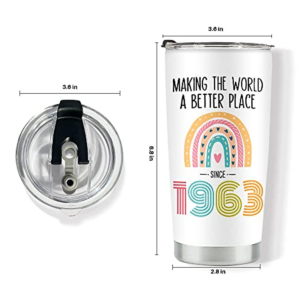 60th Birthday Gifts for Women, Tumbler 20 oz Stainless Steel Vacuum Insulated Tumblers, 1963 Birthday Gifts for Women, 60 Year Old Birthday Gifts, 60th Birthday Gift Ideas, 60th Birthday Tumbler