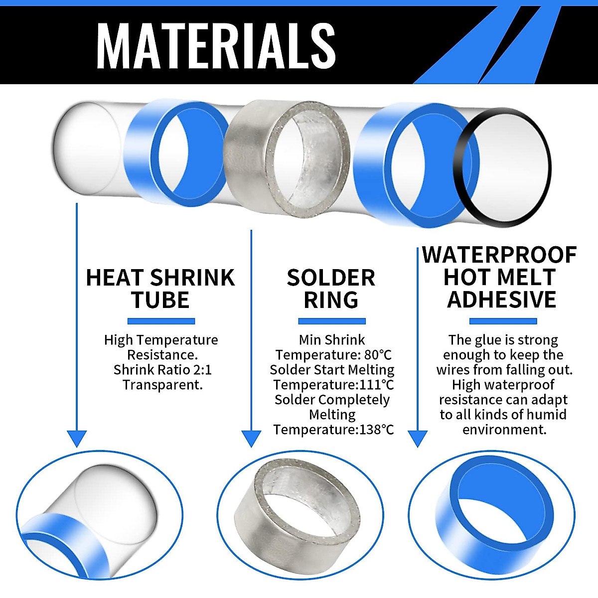 120PCS Solder Seal Wire Connectors - Sopoby Heat Shrink Waterproof Butt Connector Kit Insulated Automotive Marine Electrical Wire Terminals