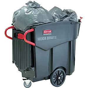 Rubbermaid Commercial Executive Series Mega Brute Waste Collection Cart, 120-Gallon, Black (9W7300BLA)