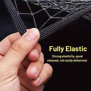 Stuffed Animal Storage Net for Kids, Bedside Toy Organizer Net - Neatly Store Your Stuffed Animals, Elastic Bedside Stuffed Animal Storage Net with Tether, Stretches up to 32 Inches, Black