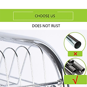 YYDSJFM Dish Drying Rack,Dish Rack Stainless Steel,Cutting Board Holder and Dish Drain Rack for Kitchen Counter with Utensil Holder Cutting Board Holder and Trays (White)