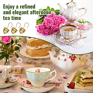 Sumind 50 Pcs Stainless Steel Tea Strainer Ball Infuser Loose Leaf Steeper Interval Diffuser Heart Shape Mesh Filters with Extended Chain Hook for tea party Seasonings Cup Bottle(Gold)