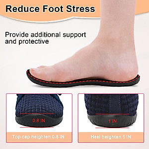 L-RUN Womens Slippers Cozy Plush Bedroom Shoes Indoor Outdoor Diabetic Shoes for Men Navy L(W:8-9, M:6-7) M US
