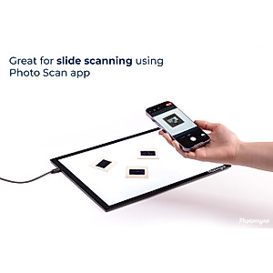Photomyne Light Pad Backlight | Slides & Negatives viewer | Film Negatives & Old Slides Scanning Lightbox | Hands-Free Ultra-Thin Ultimate Brightness  (Includes USB Adapter) - Black
