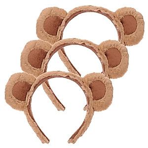 Beaupretty 3pcs Bear Ears Headband Halloween Animal Cosplay Headwear Party Prop Favors for Women Girls Brown