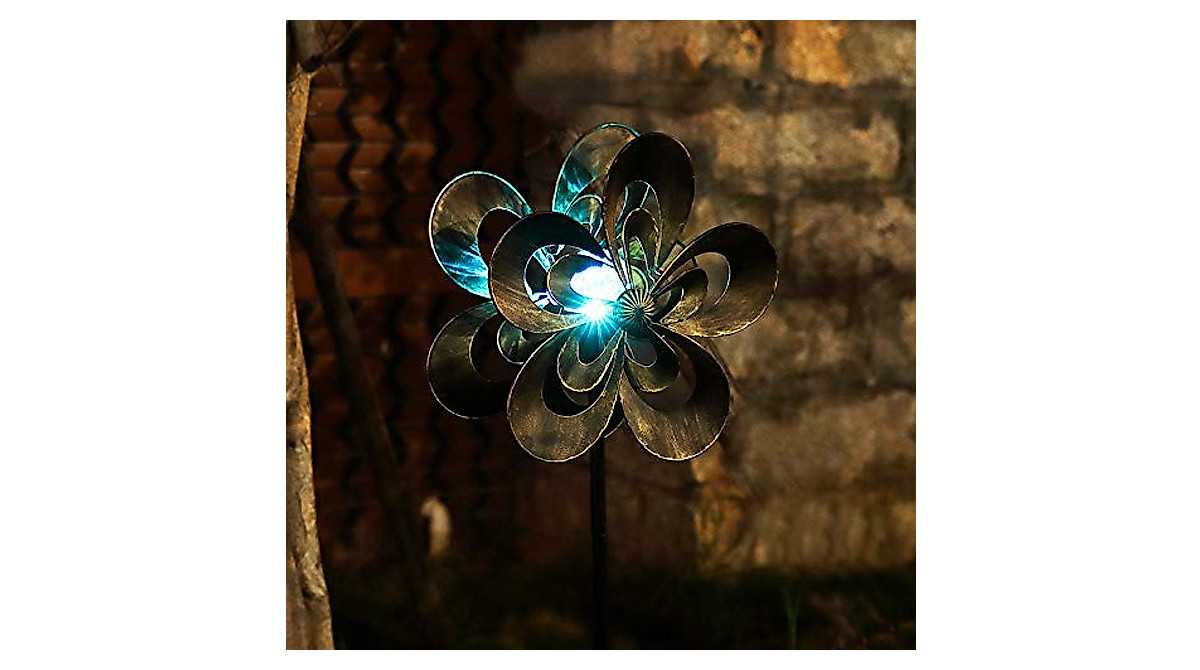 Magnolia Solar Wind Spinner - Multi-Color LED Garden Kinetic Art
