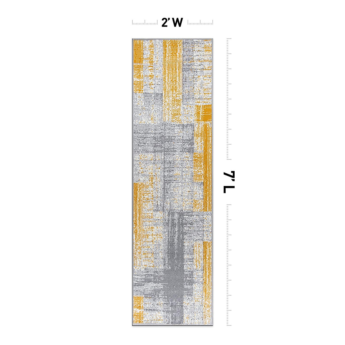 Rugshop Contemporary Distressed Design Soft Area Rug Yellow