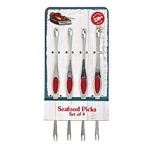 Maine Man Seafood Picks, 18/8 Stainless Steel and Silicone, Set of 4