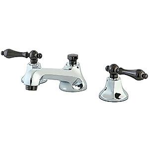 Kingston Brass NS4463AL Water Onyx Widespread Bathroom Faucet, Polished Chrome/Black Stainless Steel