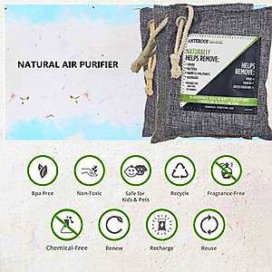 3 Pack Bamboo Activated Charcoal Odor Absorber, Bamboo Charcoal Air Purifying Bag, Activated Charcoal Odor Absorber for Closet,Pets,Shoe, Car, Basement Musty Odor Eliminator Deodorizer( 3x200g each)