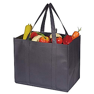 10 Pack Reusable Grocery Bags Extra Large Super Strong Heavy Duty Shopping Tote Bags with Reinforced Handles, Grey