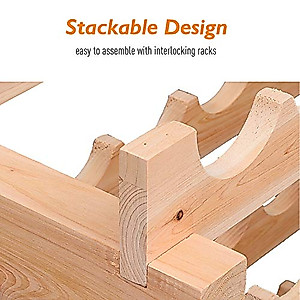 HOMCOM Stackable Wine Rack, Modular Storage Shelves, 72-Bottle Holder, Freestanding Display Rack for Kitchen, Pantry, Cellar, Natural