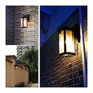 TAMSOI Outdoor Modern Garden Wall Light Lantern Exterior Clear Diffuser LED Compatible Wall Lamp Black Finish Wall Mount Sconce for Porch Garage Entrance