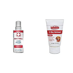 Remedy+Recovery Liquid Bandage for Dogs and Sulfodene Dog Wound Care Ointment, Relieves Pain & Prevents Infection For Dog Cuts, Scrapes, Bites and Injuries, 2 Ounce