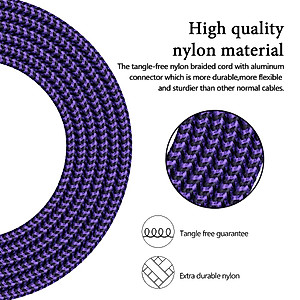 AILKIN Micro USB Charging Cable, 1 Pack 6FT Android Charger Cord Nylon Braided Fast Charging Cable Compatible Galaxy S6 S7 Edge,Kindle,Android & Windows Smartphones, PS4 and More-Purple