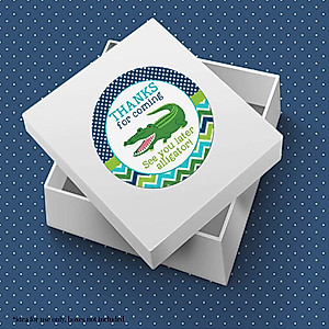 Snappy See You Later Alligator Themed Birthday Thank You Sticker Labels for Boys, 40 2" Party Circle Stickers by AmandaCreation, Great for Party Favors, Envelope Seals & Goodie Bags