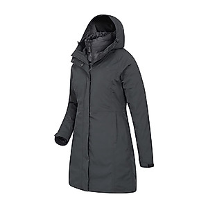 Mountain Warehouse Alaskan Womens Long 3 in 1 Jacket Jet Black Womens Size 8 US