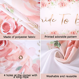Vlipoeasn Bride to Be Banner Backdrop, Flower Bachelorette Party Decorations, Rose Gold Bride to Be Sign for Bridal Shower Decorations, Bridal Shower Party Supplies