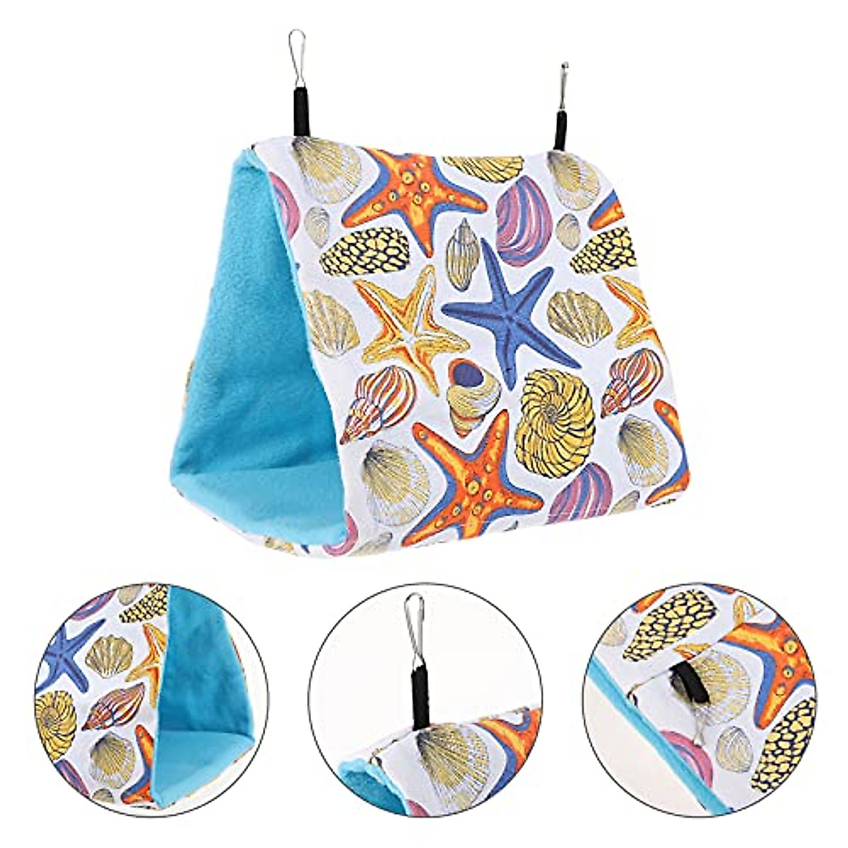 Winter Warm Hamster Bird Hammock Nest House Shed Hut Practical Pet Hanging Nest Warm Cage Plush Fluffy Birds Hut Hideaway Hamster Hanging Bed (Shell M)