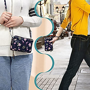 Conisy Large Capacity Wristlet Wallets for Women, Printed Nylon Crossbody Clutch Purse, 3 Layers Zipper Cell Phone Wallet for Ladies (Wh-n03)