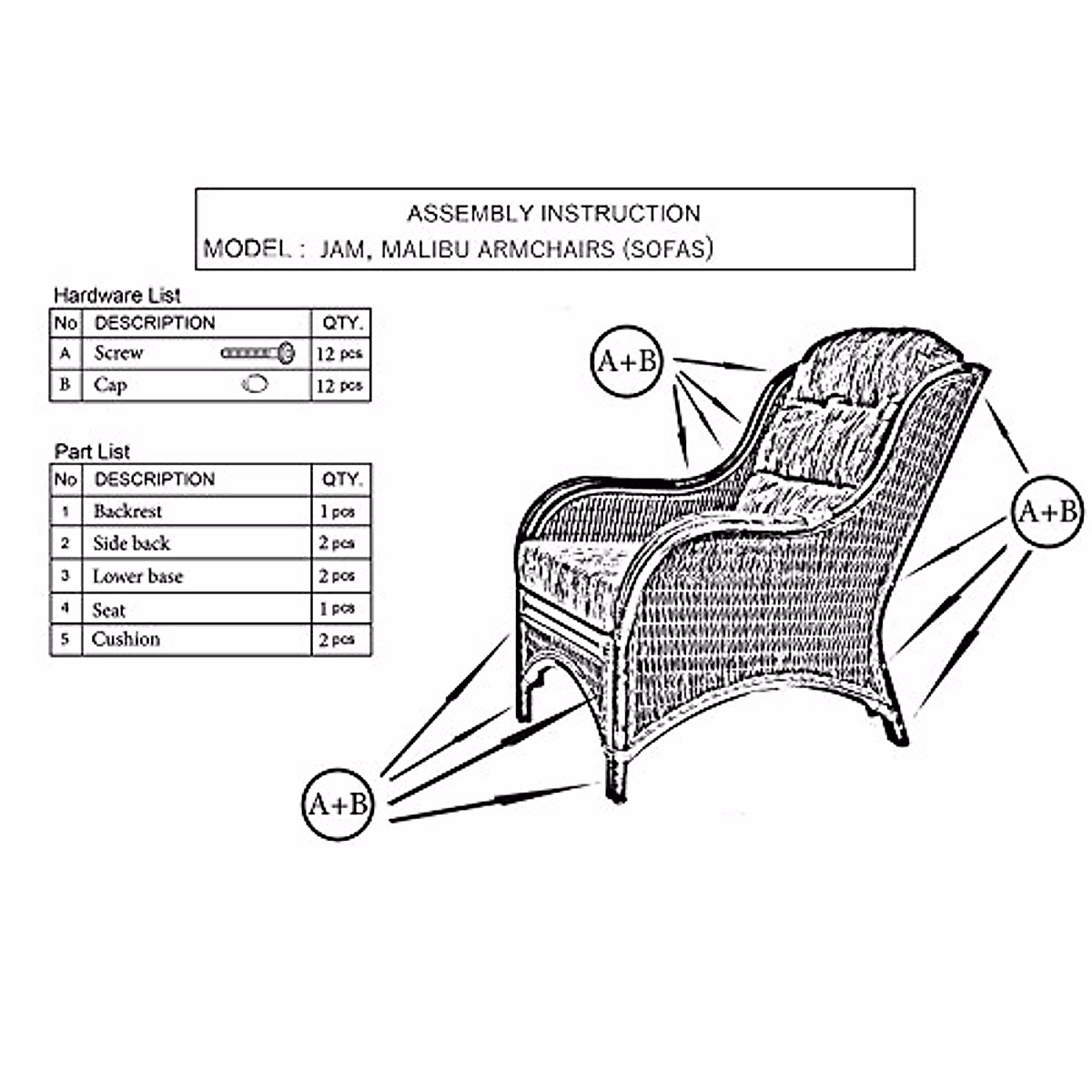 Malibu Lounge Loveseat Sofa Natural Rattan Wicker Handmade Design with Cream Cushions, Colonial