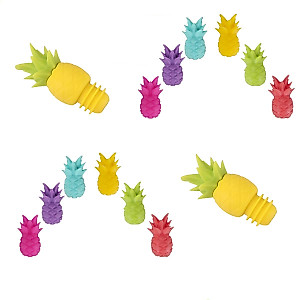 Beetoo Pineapple Wine Glass Markers, 14PCS Pineapple Drink Markers, Pineapple Silicone Bottle Stopper Wine Glass Markers for Party Practical and Fashion