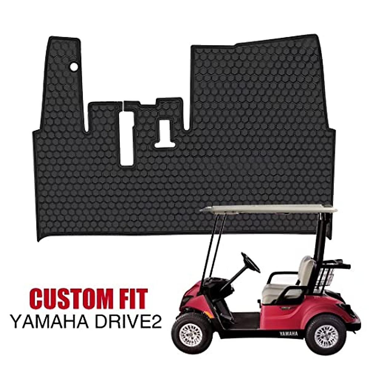 Matericuo Golf Cart Floor Liner Mat Full Coverage Custom Fit for Yamaha Drive 2 Models Only (2017 2018 2019 2020 2021 2022 2023 2024) & UMAX Rally Black