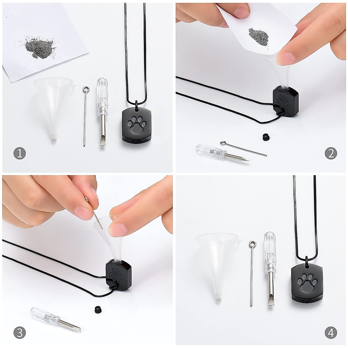 Minicremation Cremation Jewelry Urn Necklace for Ashes for Pet, Paw Print Memorial Ash Jewelry, Keepsake Pendant for Pet's Cat Dog's Ashes with Filling Kit