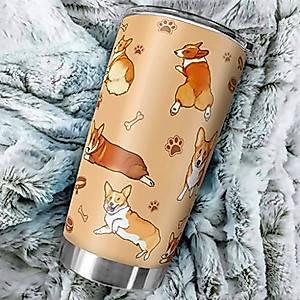 WmhrYpzhL Corgi Dog Travel Mug Cute Dog Coffee Mug Stainless Steel Insulated Tumbler For Ice Drinks＆Hot Beverage Gifts Corgi