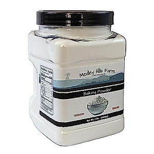 Baking Powder aluminum free by Medley hills farm 2 Lbs. in Reusable Container - Double acting aluminum free baking powder - Kosher - Premium Baking Powder for cooking - Baking - Made in USA