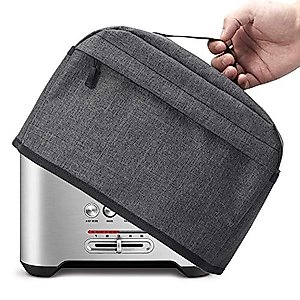 VOSDANS 2 Slice Toaster Cover with Zipper & Open Pockets Kitchen Small Appliance Cover with Handle, Dust and Fingerprint Protection, Machine Washable, Dark Grey (Patent Design)