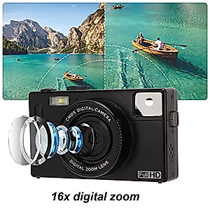 Mirrorless Camera, Micro Single Camera 15 FPS Resolutio 3in LCD Display Monitor 1920x1080 16X Digital Zoom with Sling for Park (Black)