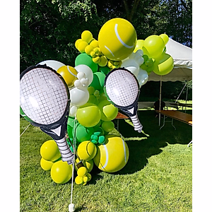 Tennis party balloons,Tennis racket shape mylar balloons for sports tennis theme party decoration(8pcs balloon)