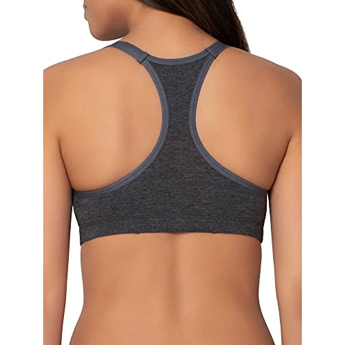 Fruit of the Loom Women's Spaghetti Strap Cotton Sports Bra-All-Day Comfort & Easy Movement, Petite Modern Camo/White/Black Hue/Blushing Rose with Black/Charcoal/Black Hue, 42