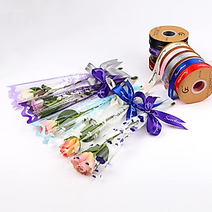 Aylmrice Clear Flower Bouquet Sleeve Flower Wrapping Plastic Paper Floral Arrangement Supplies Wrap Bags Single Rose Packaging Bags for Party Feastival Wedding Valentine's Day 100 Counts White love