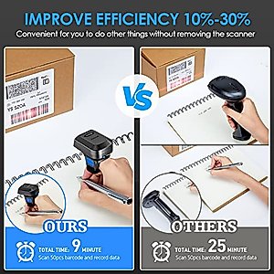 Eyoyo 2D Bluetooth Ring Barcode Scanner with Wireless Charging Dock,Left & Right-Handed Use, Wearable 1D QR Finger Hands Free Inventory Bar Code Reader Compatible for Tablet iPhone Android iOS PC